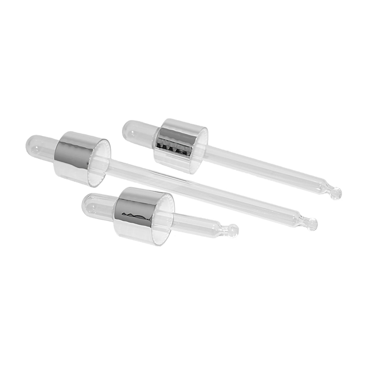 Shiny Silver Collar Dropper with Clear Bulb - 117mm Pipette (18/415 ...